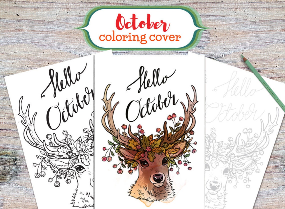 October Cover Printable Coloring Page, Printable October Cover, October ...