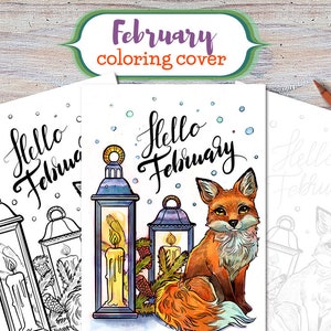 February Planner Cover Printable Coloring Page for Bullet Journal and ...