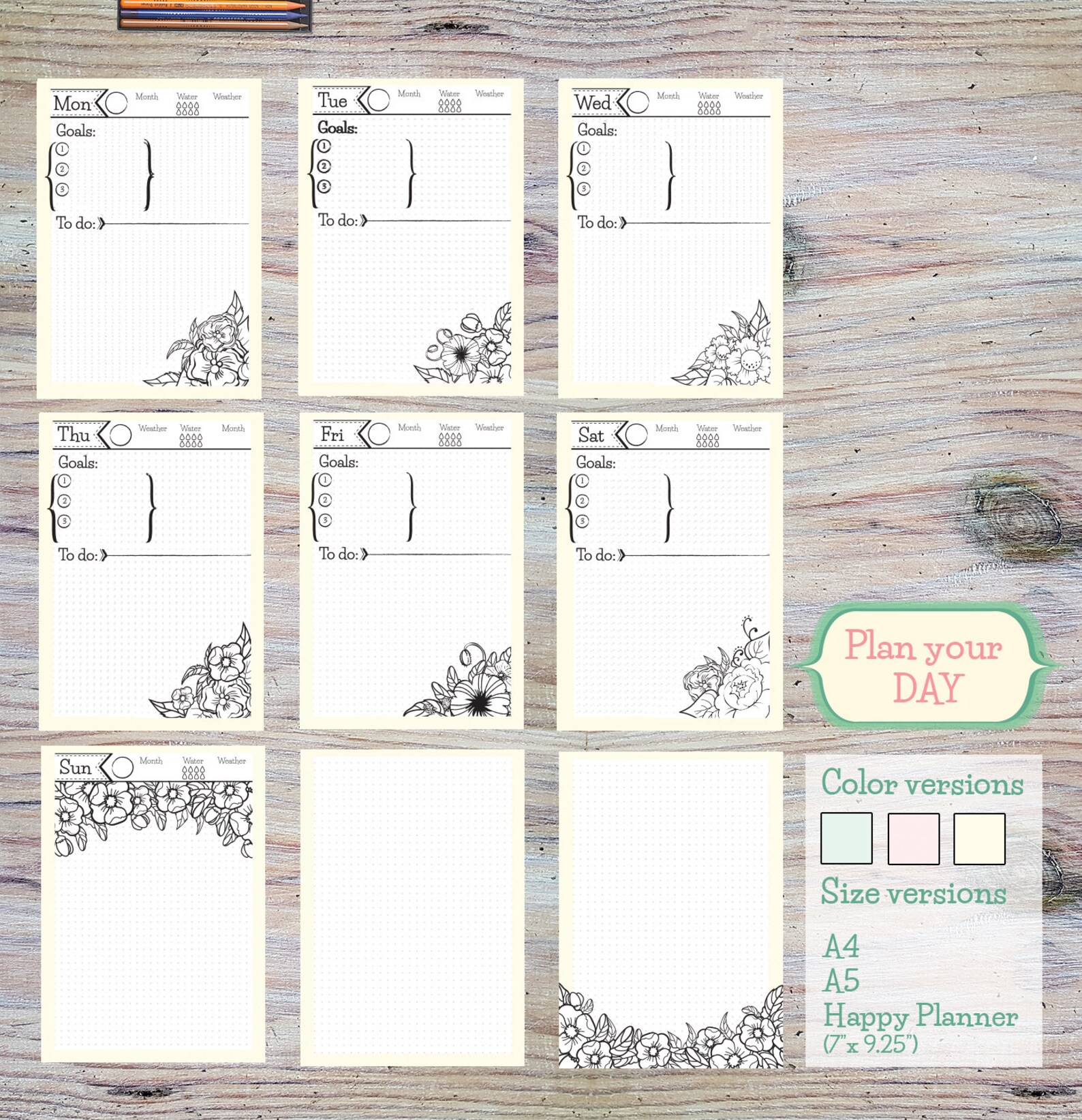 Printable Daily Planner for Bullet Journal, Printable Day Planner ...