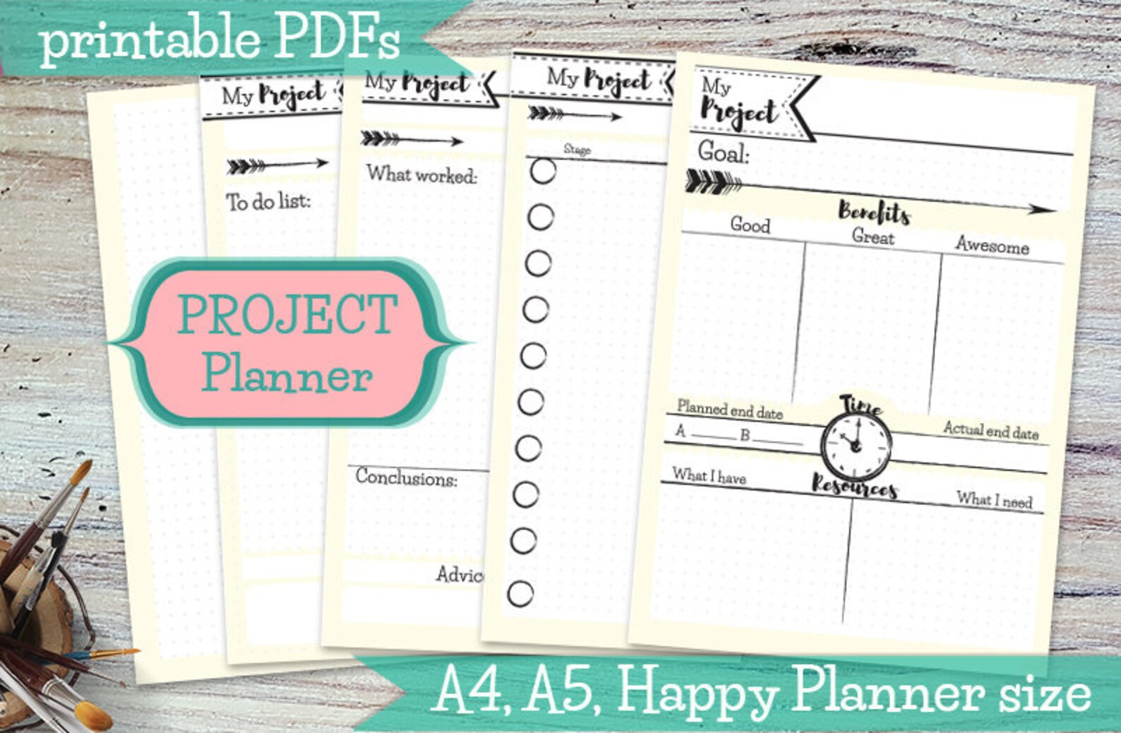 Printable Project Planner or Bullet Journal Insert, Project Manager ...