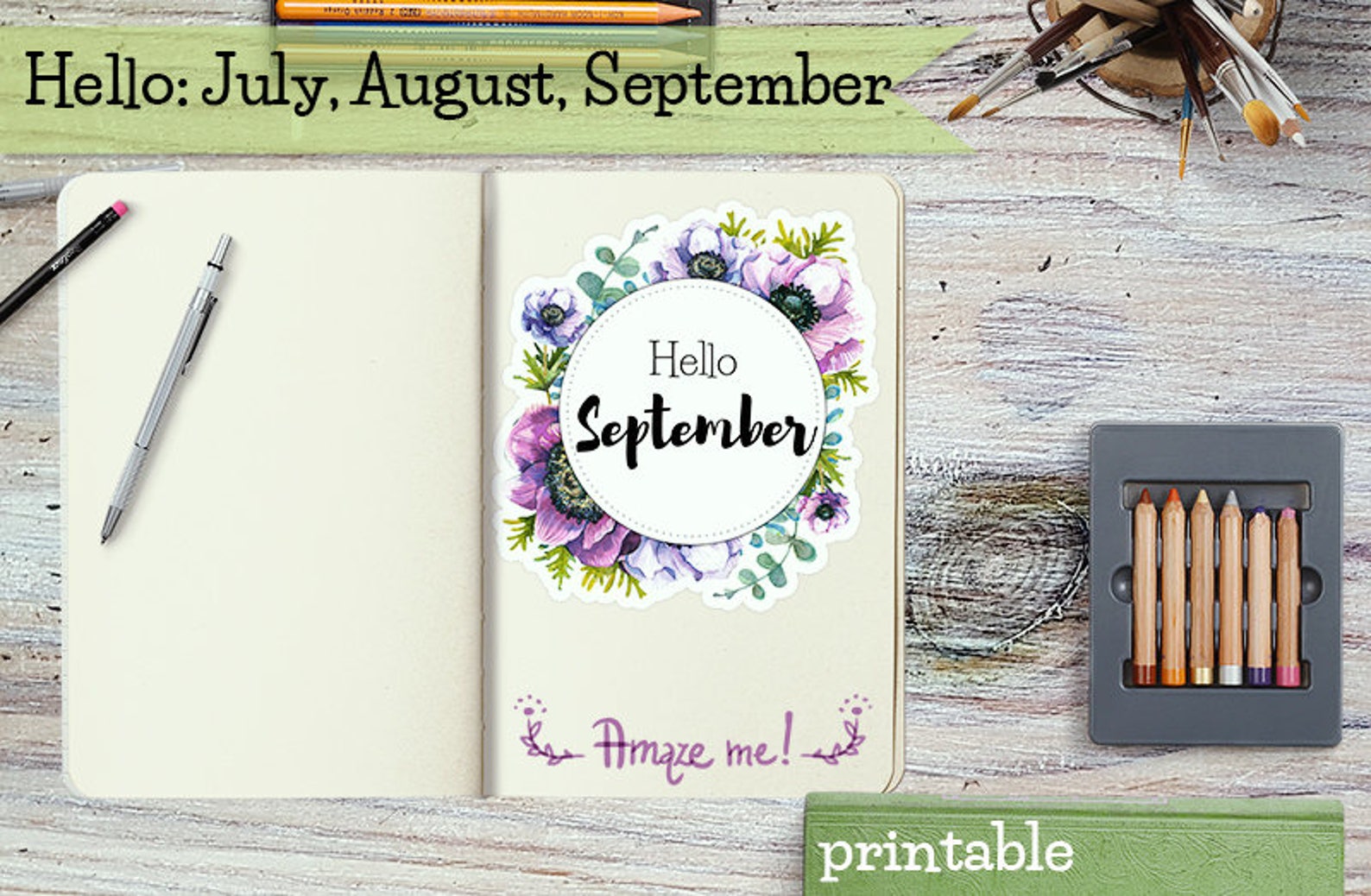 Summer Months Covers for Bullet Journal, Planner / Hello July, Hello ...