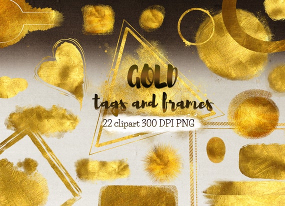 Gold Glitter Frames Tags and Labels Clipart 22 PNG Files 300 | Etsy