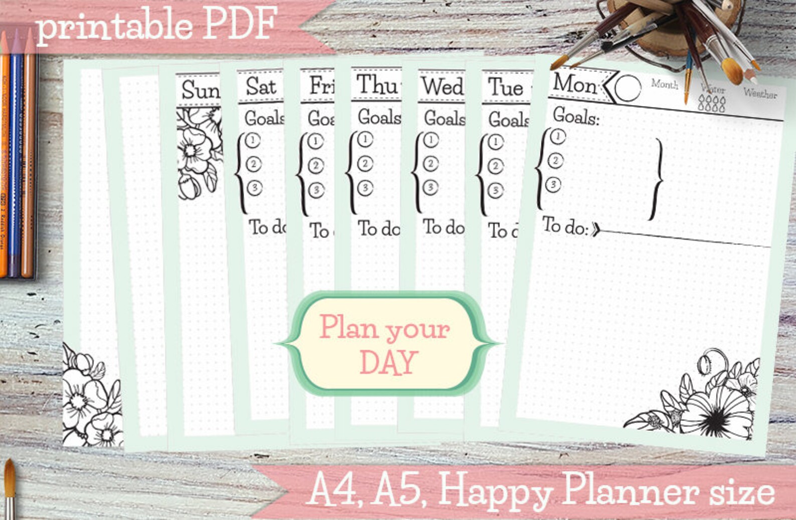 Printable Daily Planner for Bullet Journal, Printable Day Planner ...
