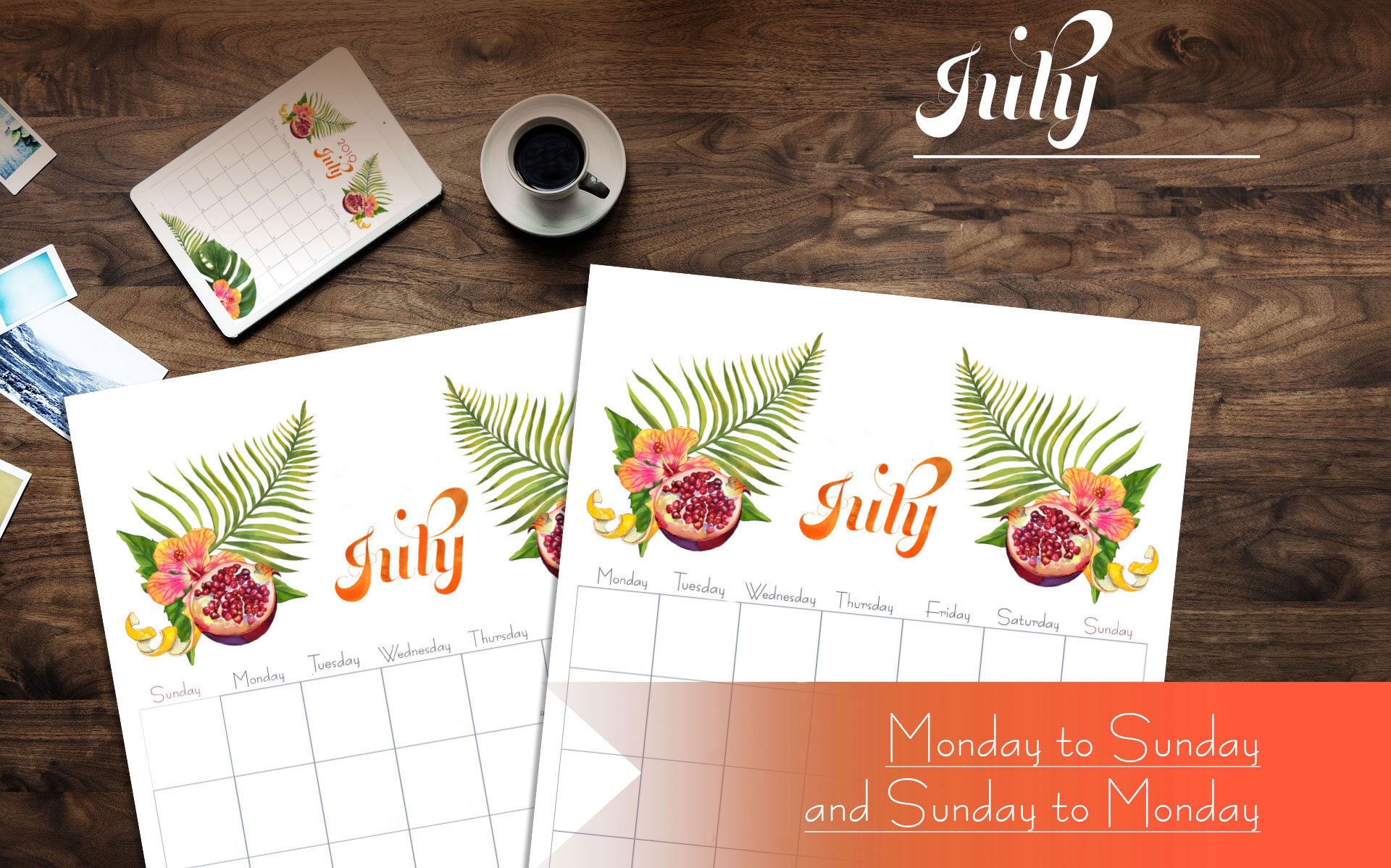 Undated Printable Calendars All months with watercolor | Etsy