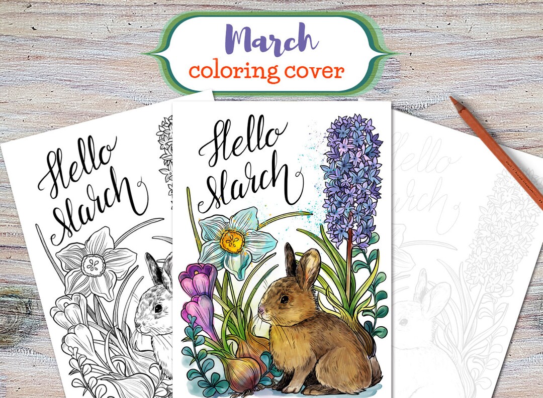 March Planner Cover, March Coloring Page, March Cover Print, March ...
