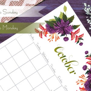 Undated Printable Calendars All Months With Watercolor Illustrations - Etsy