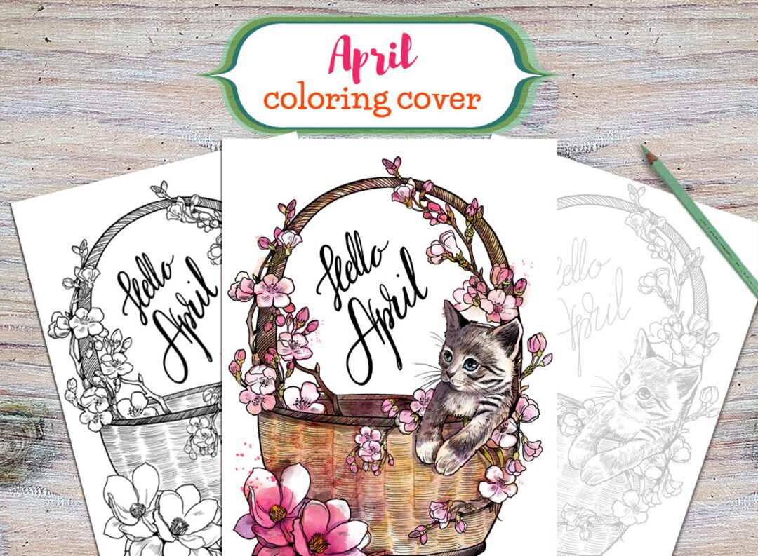 April Cover Printable Coloring Page With Drawing Template - Etsy