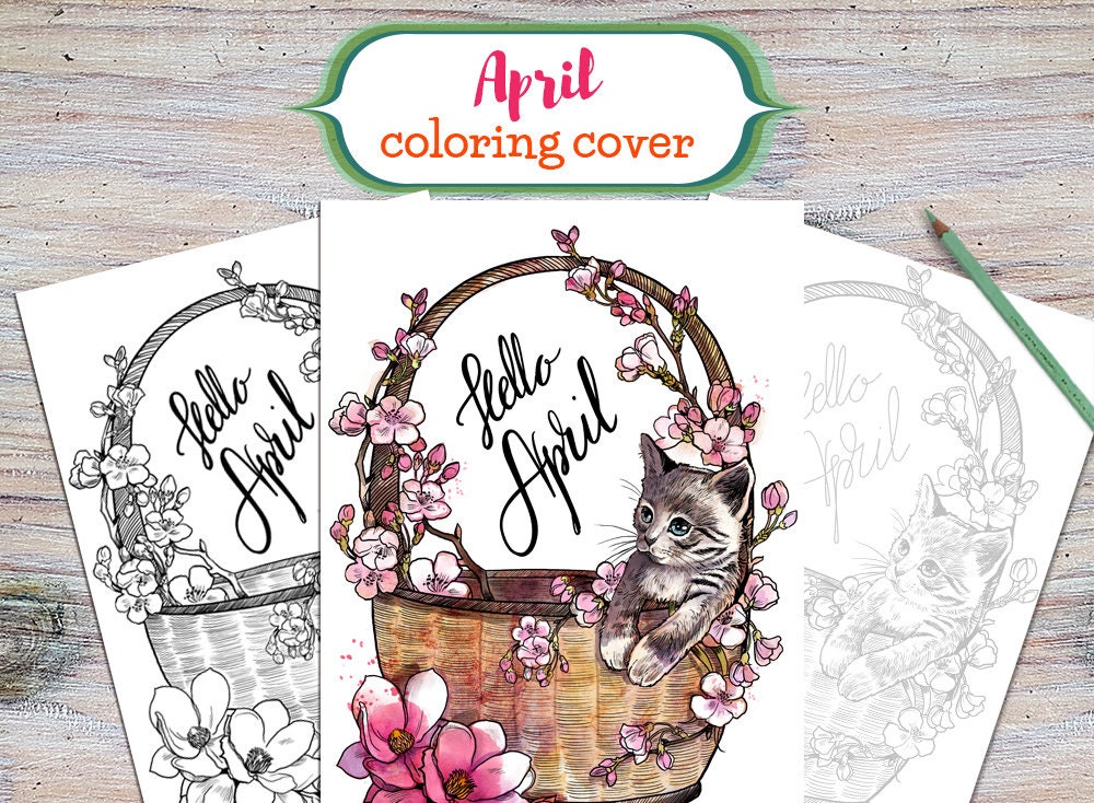April Cover Printable Coloring Page With Drawing Template - Etsy
