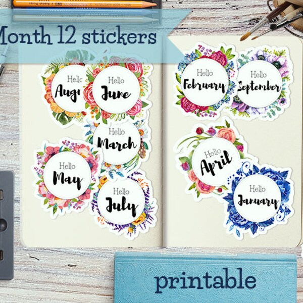 Month Stickers - Etsy