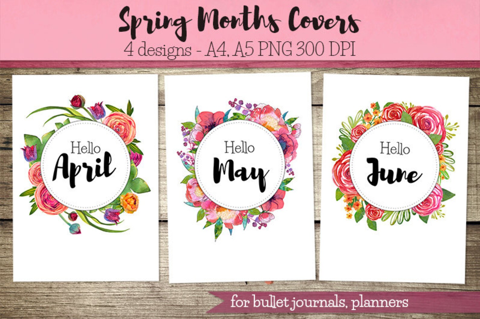 Spring Months Covers for Bullet Journal, Planner - Etsy