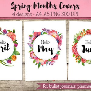 Spring Months Covers for Bullet Journal, Planner - Etsy