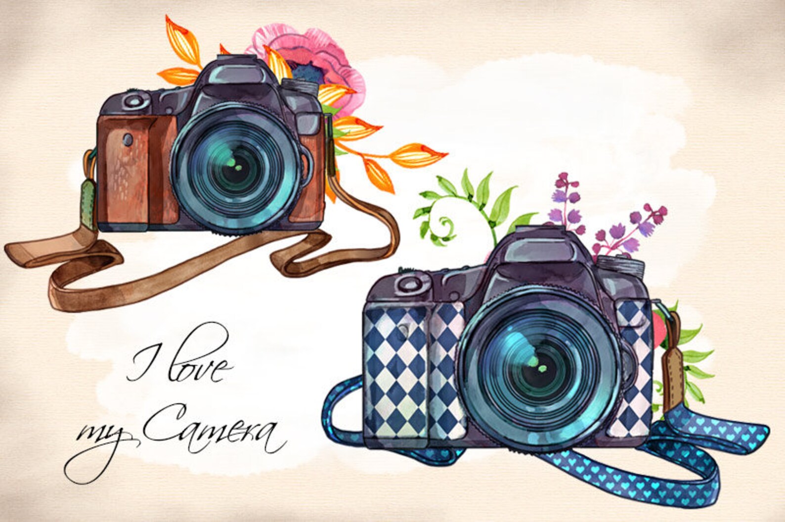 Watercolor Camera Clipart Hand-painted Boho Camera - Etsy