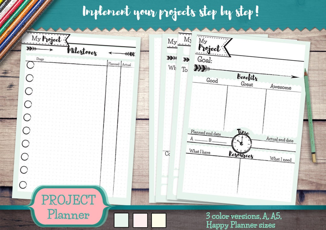 Printable Project Planner or Bullet Journal Insert, Project Manager ...