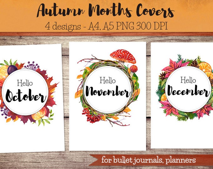 Monthly Covers for Bullet Journals and Planners, Month Entry , Month ...