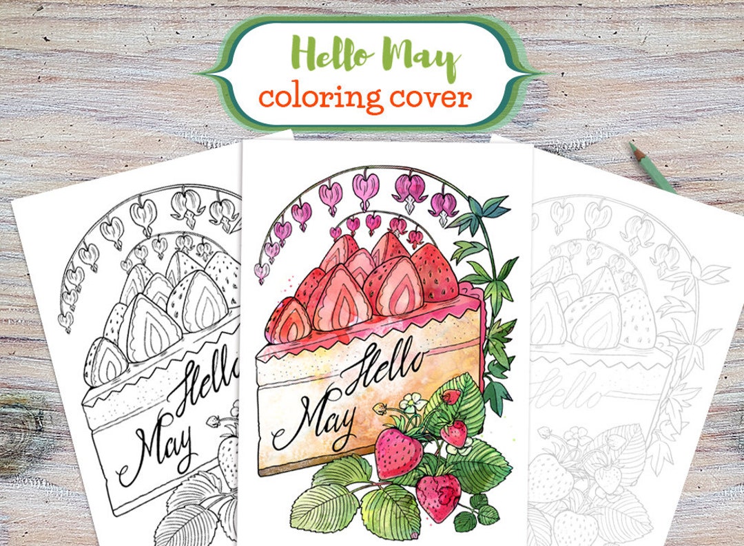 May Cover, Hello May, Coloring Page Print, Printable May Cover, May ...