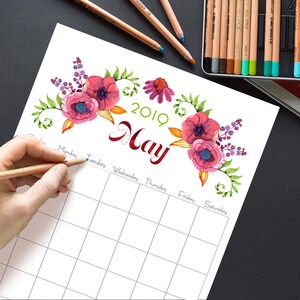 Undated Printable Calendars All Months With Watercolor Illustrations - Etsy