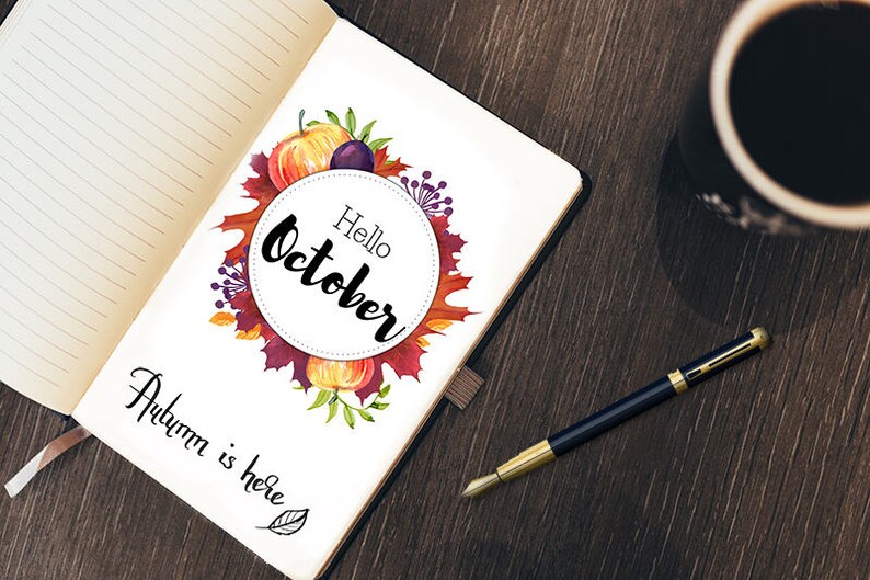 Fall Months Covers PDF for Bullet Journal or Planner, Hello October ...