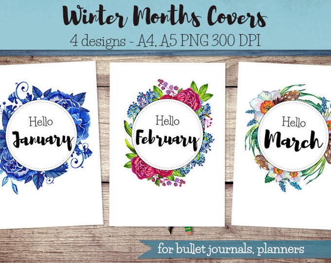 Monthly Covers for Bullet Journals and Planners, Month Entry , Month ...
