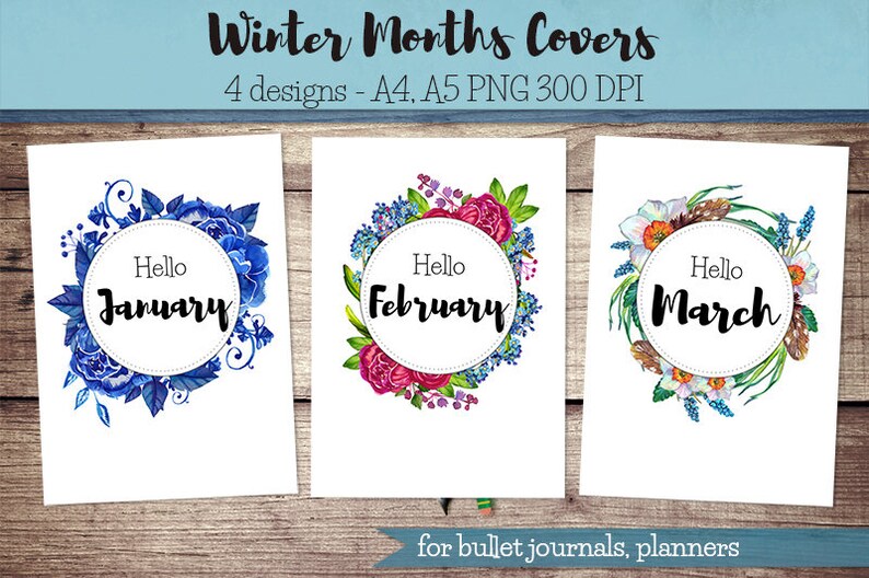 Printable Winter Months Covers for Bullet Journal hello January, Hello ...
