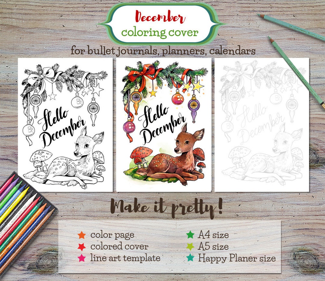 December Cover Month Coloring Page Printable December Cover - Etsy