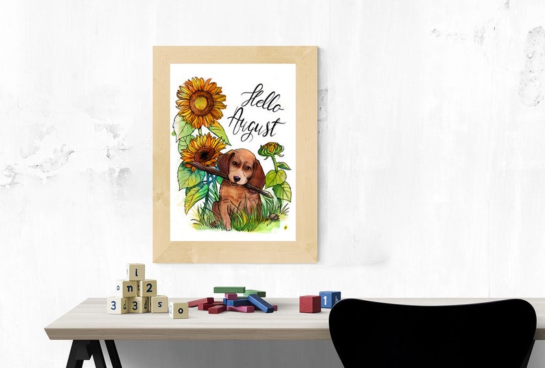 August Cover Print Hello August Print Dog Coloring Page - Etsy