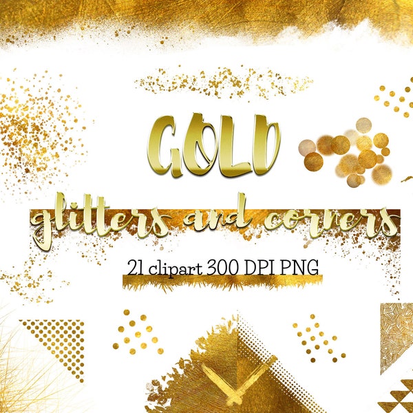 Gold Glitter Clipart - Etsy