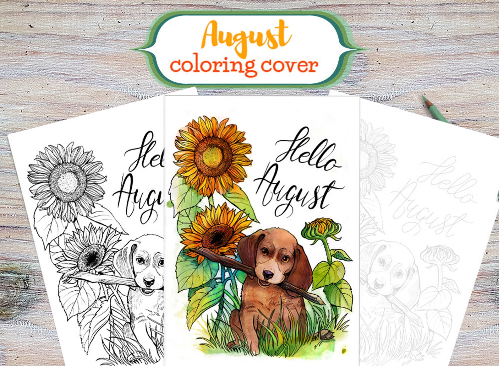 August Cover Print Hello August Print Dog Coloring Page - Etsy
