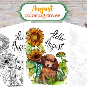 August Cover Print Hello August Print Dog Coloring Page - Etsy