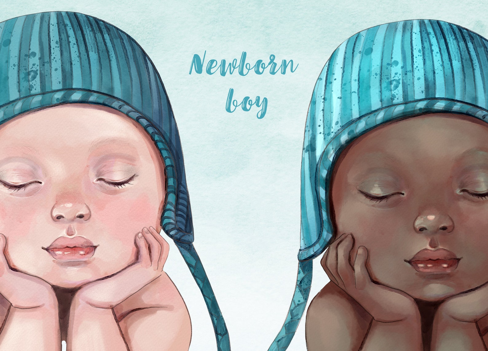 Newborn Baby Watercolor Clipart of Newborn Illustration Light - Etsy