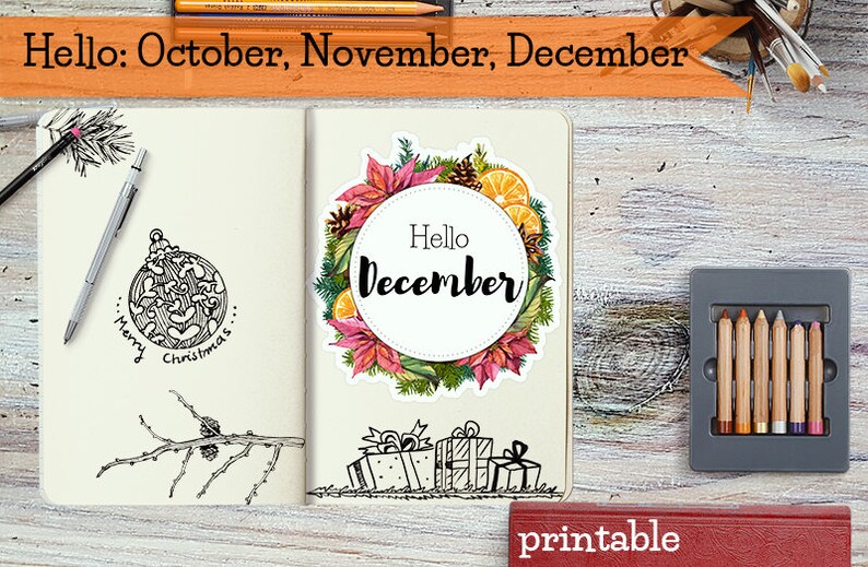 Fall Months Covers PDF for Bullet Journal or Planner, Hello October ...
