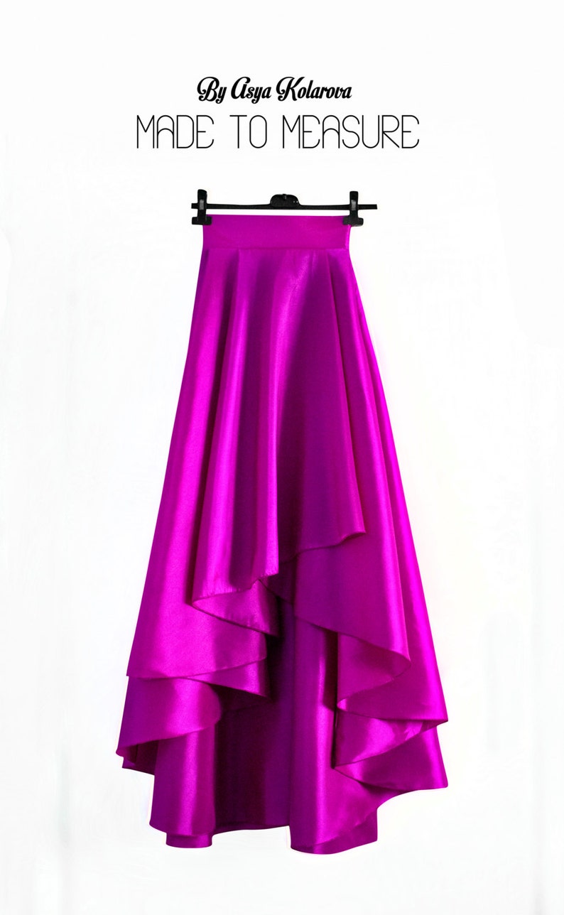 High Low Skirt Taffeta Skirt Magenta Ball Skirt Dip Hem Skirt Etsy