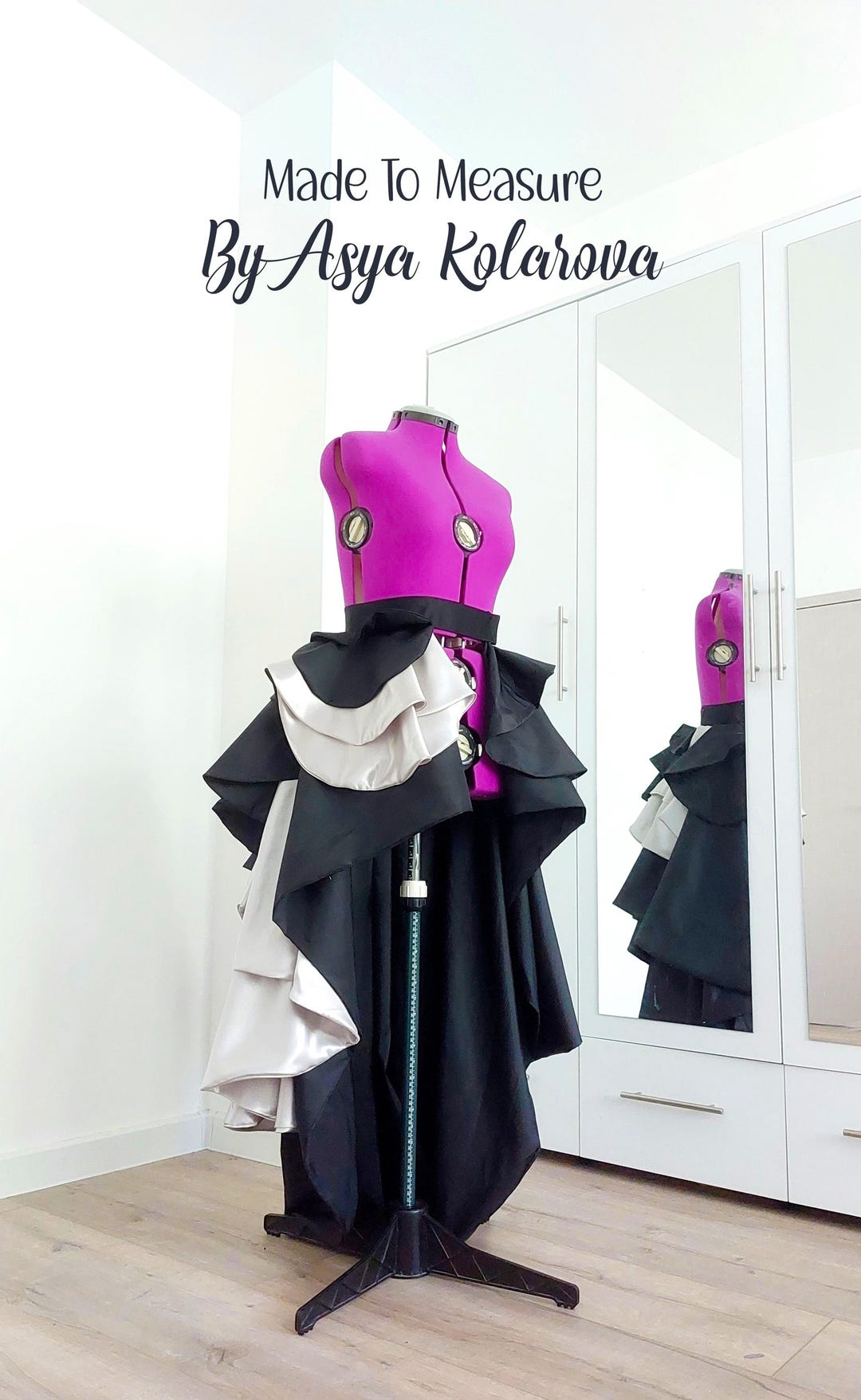 Ruffle Detachable Skirt in Black and Silver Taffeta - Floor-length ...