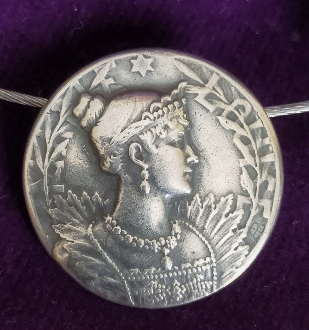 Art Nouveau Pendant, Empress Marie Louise of Austria, Solid 925 ...