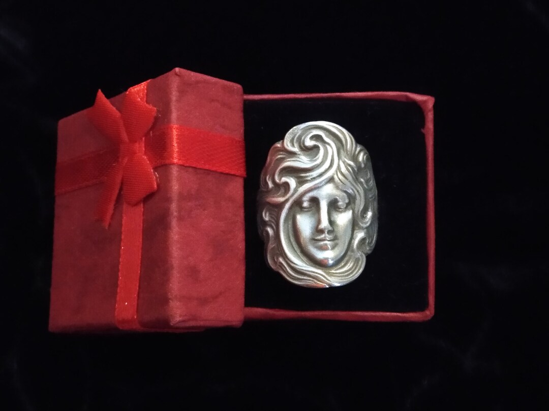 Custom-made Art Nouveau Ring in Solid 925 Sterling Silver, Gaia ...