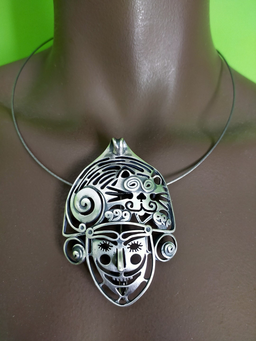 Handmade Jewelry, Mascara Carnaval Brooch and Pendant in Solid 925 ...