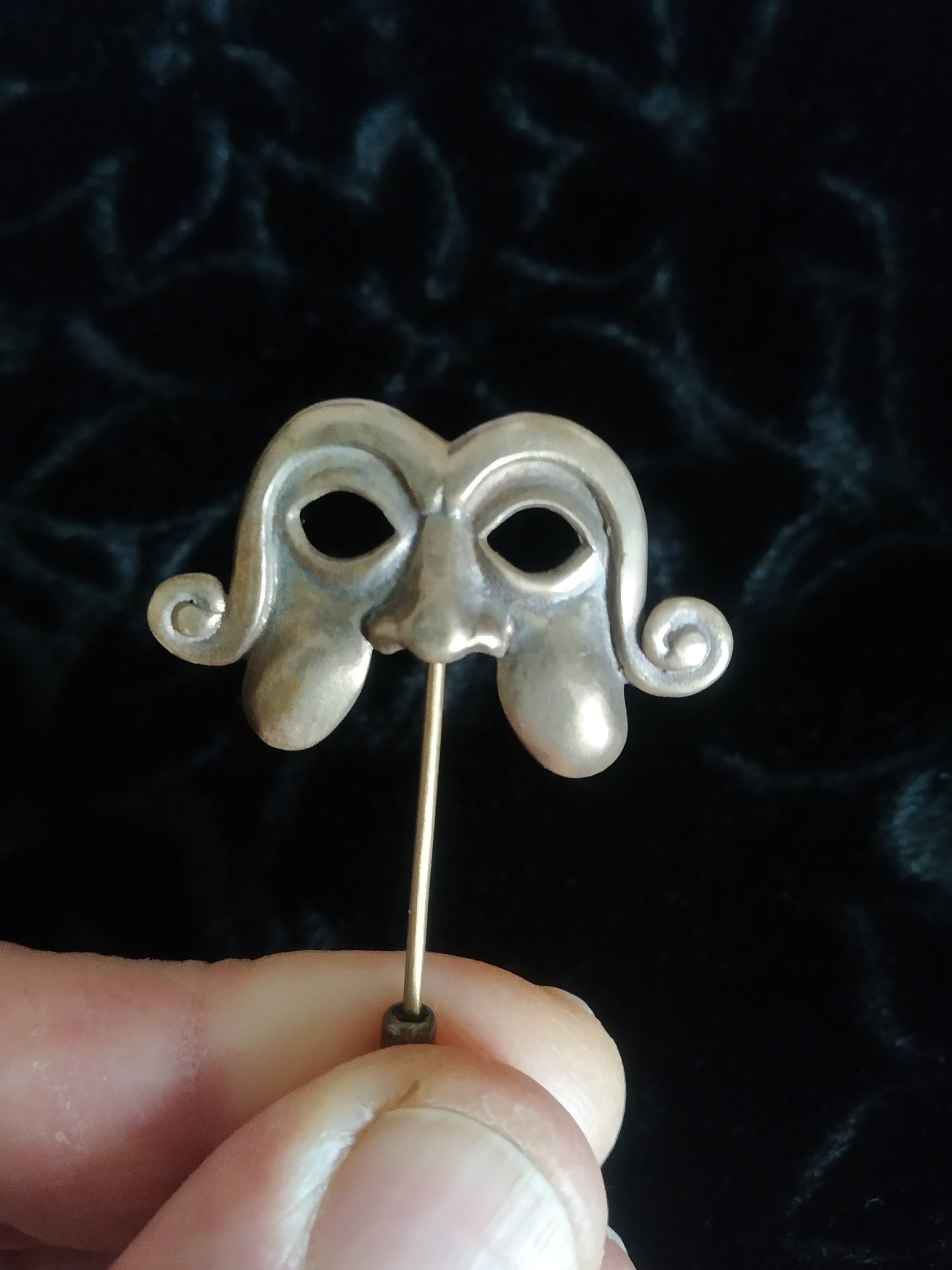 Venetian carnival mask pin Enigmatic metal mask Original | Etsy