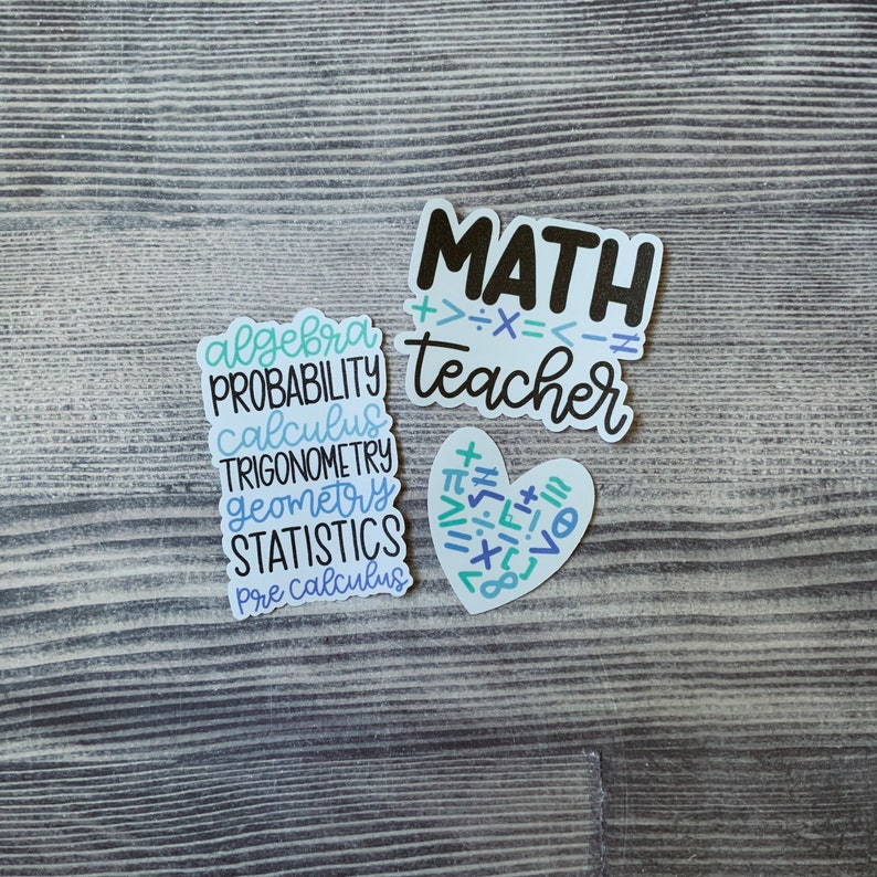 Math Teacher Sticker Set 3 Water Resistant Stickers | Etsy