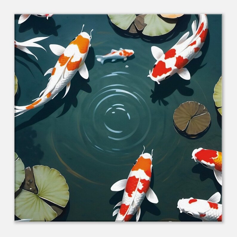 Ai-generated Stylized Art Beautiful Koi Pond Japanese Canvas Print Wall ...
