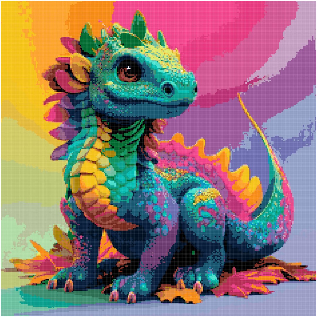Lil Dragon Cross Stitch Pattern, Full Coverage (instant Download) - Etsy