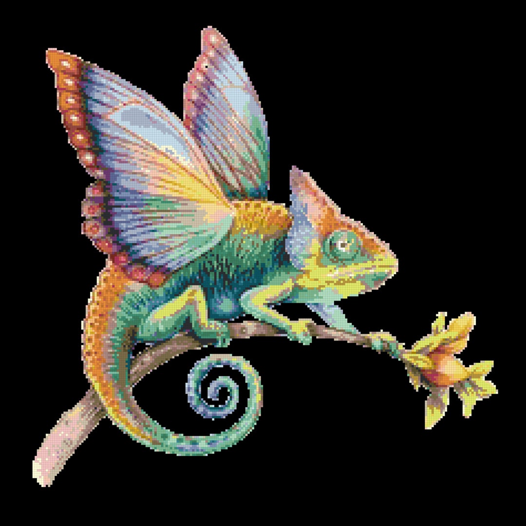 Flying Chameleon Cross Stitch Pattern by Kustom Cross Stitch, Full ...