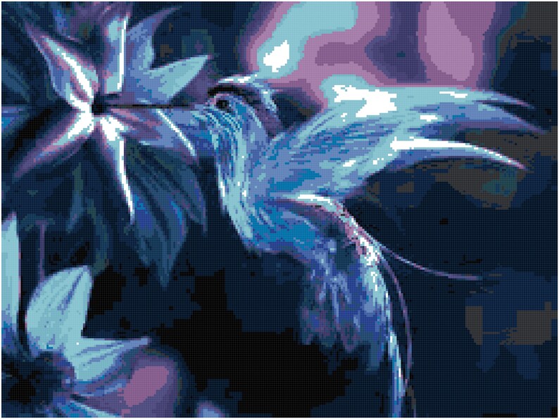 Hummingbird Fractal Cross Stitch Printable Needlework Pattern - DIY ...