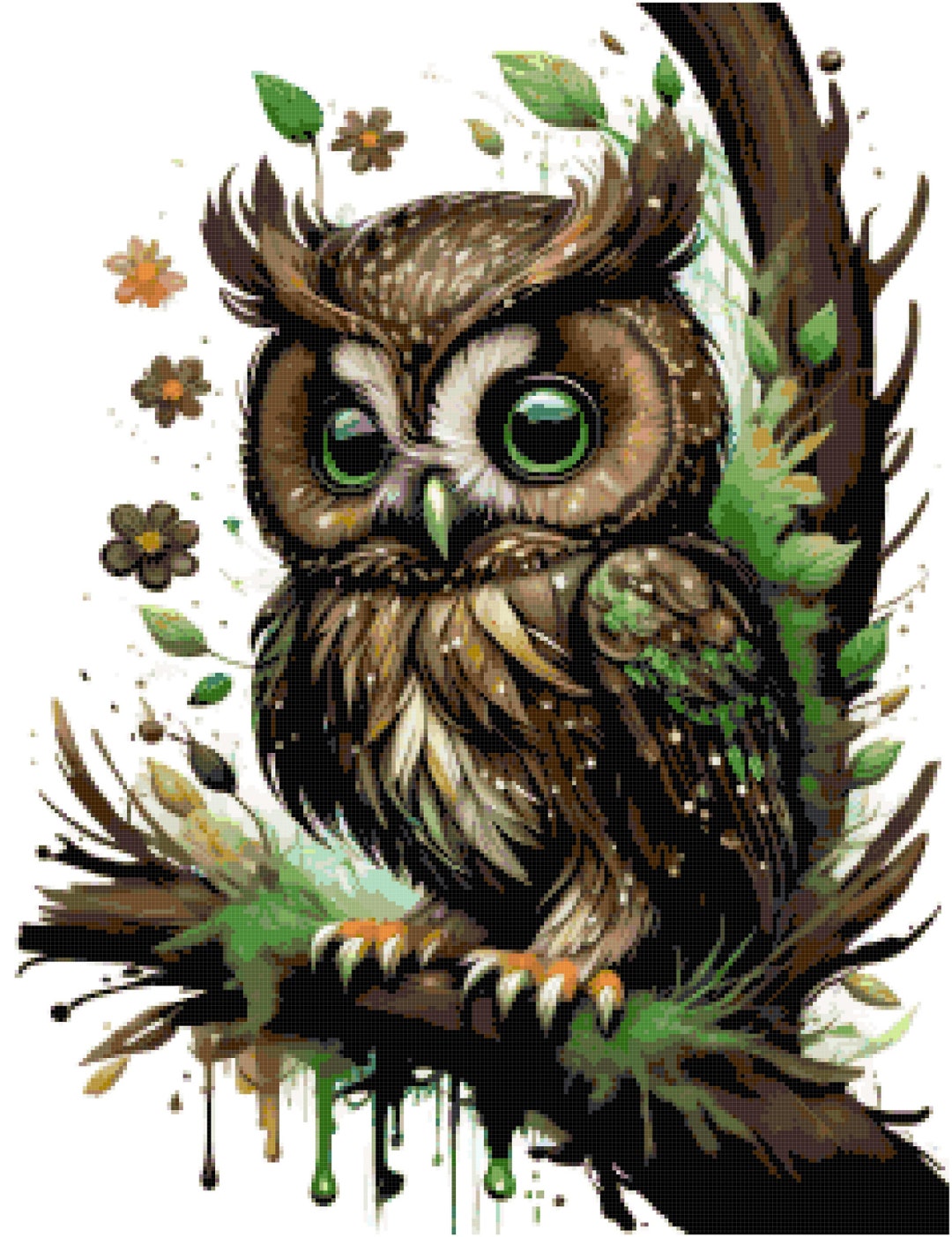 Dripping Owl Cross Stitch Pattern A Cross Stitch Pattern, Full Coverage ...
