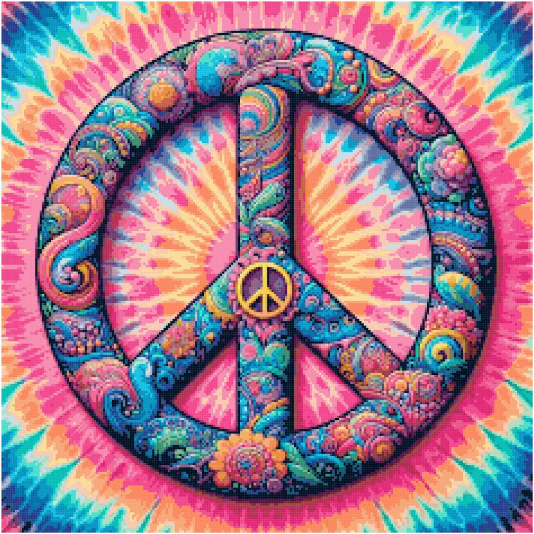 Retro Peace Sign Cross Stitch Pattern by A Cross Stitch Pattern, Full ...