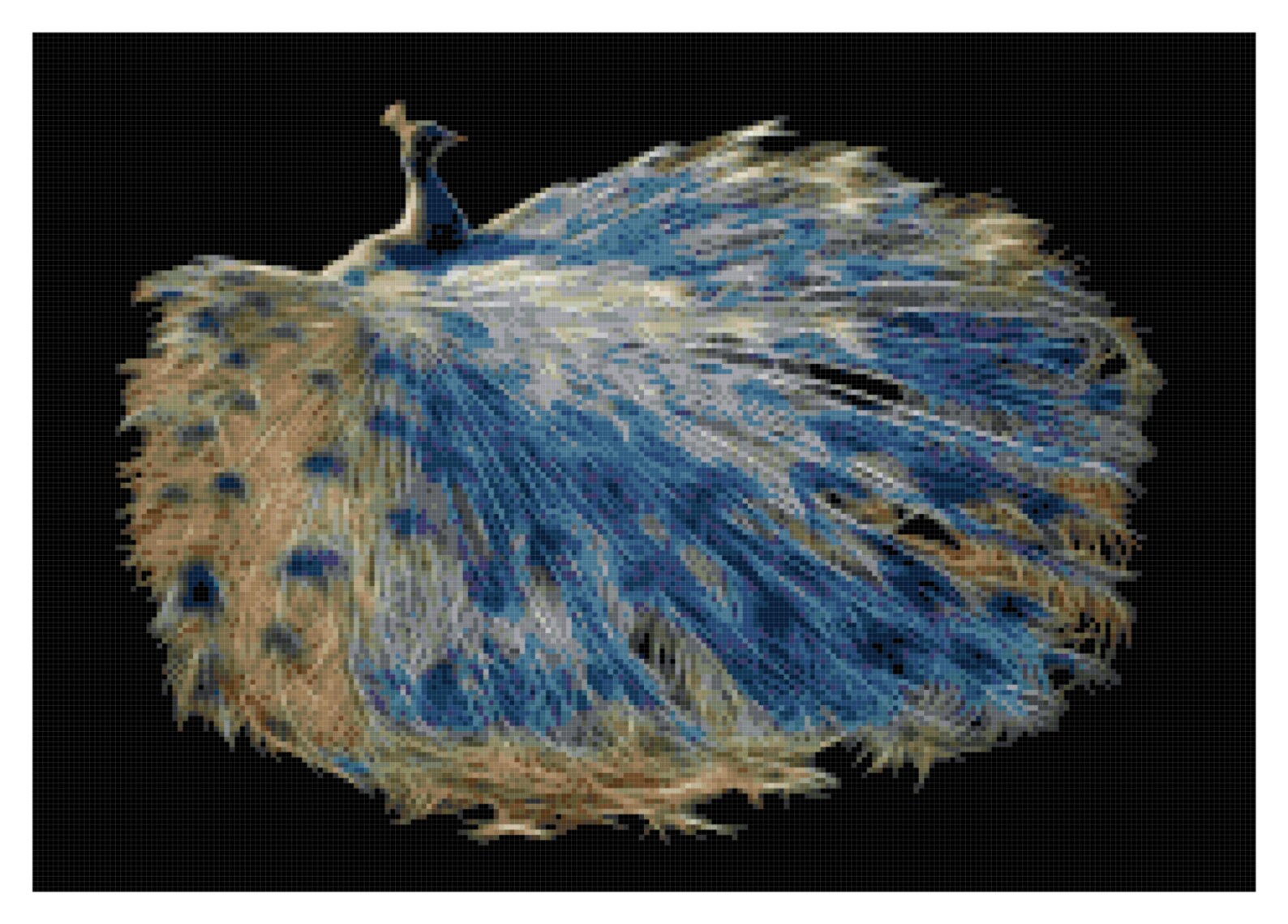 Fractal Peacock Cross Stitch Printable Needlework Pattern - DIY ...