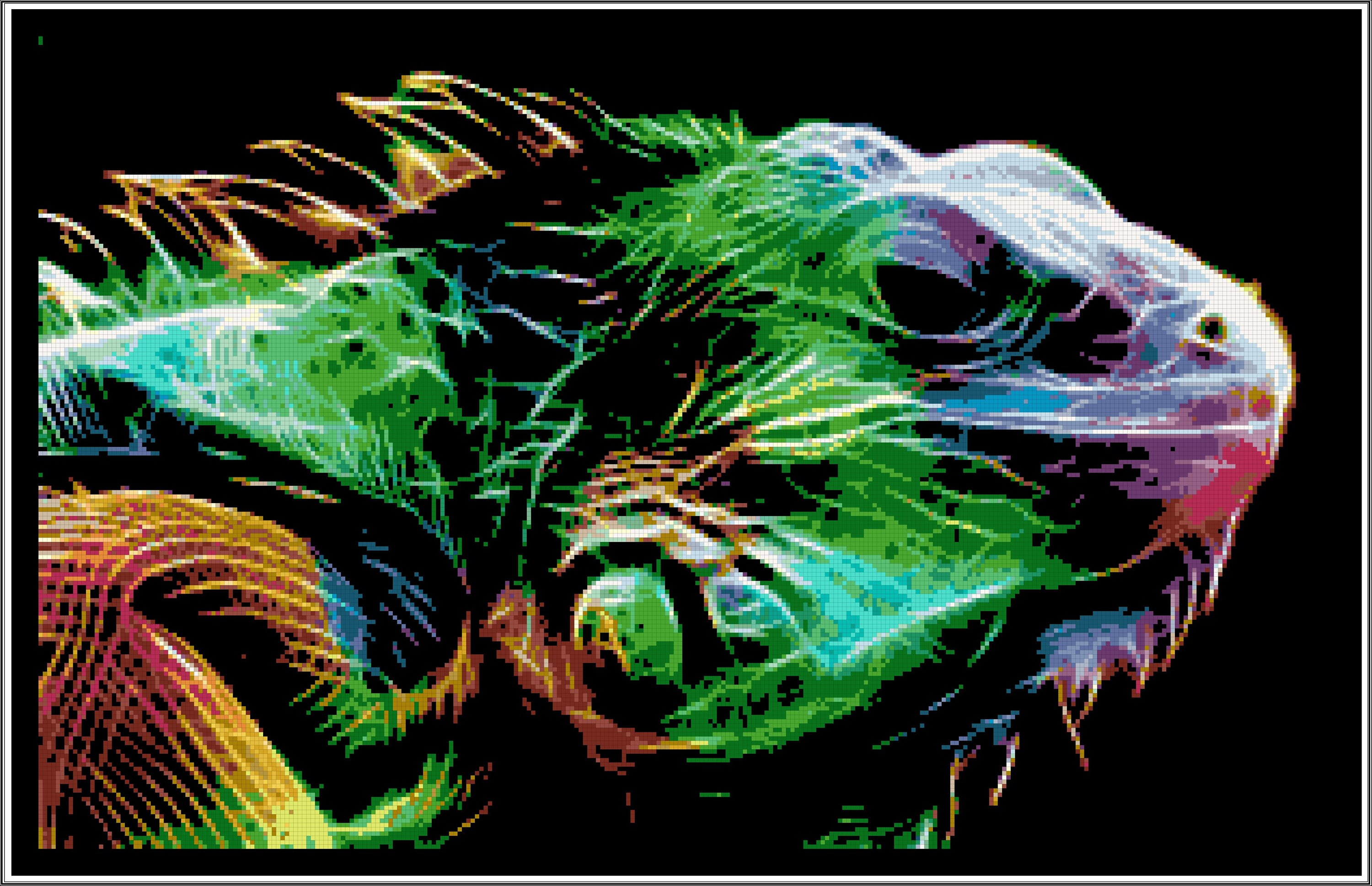 Fractal Iguana Cross Stitch PDF Pattern - DIY Crossstitch Chart ...
