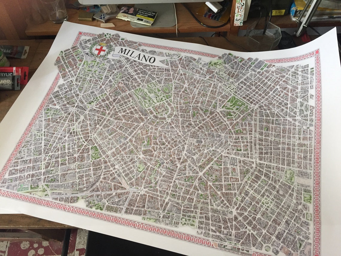 CITY OF MILAN, Italy - Custom City Map, City Map Poster, Personalized ...