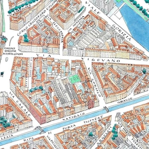 NAVIGLI DISTRICT, MILAN Italy, Custom City Map, City Map Poster ...