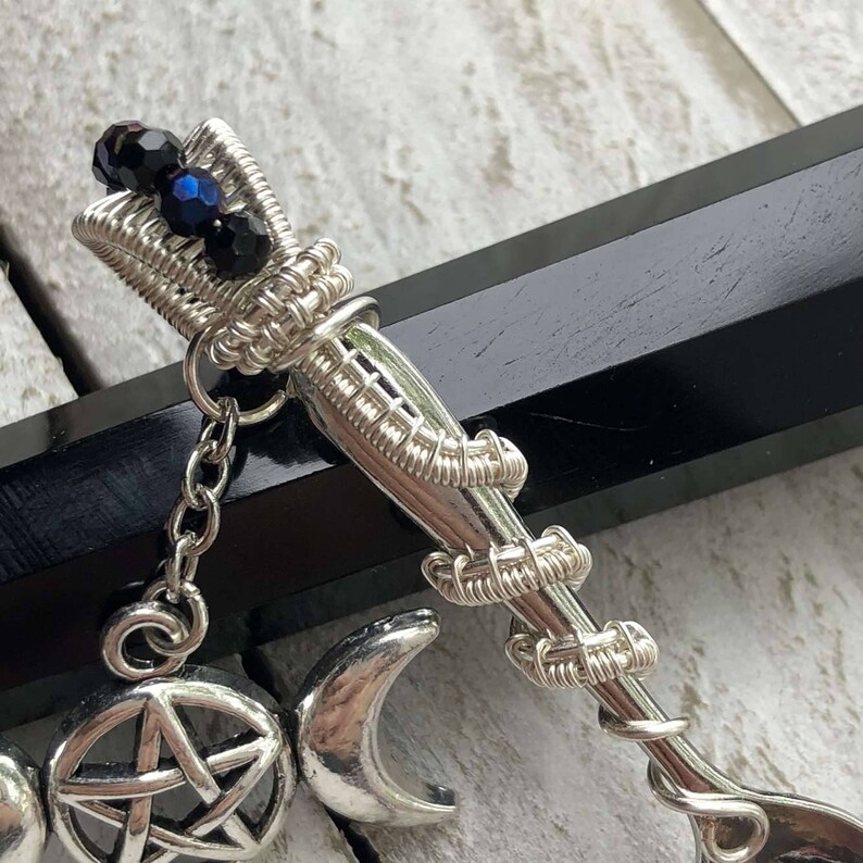 Pagan Spoon Necklace, Pentacle, Triple Moon, Wicca, Wire Wrapped Spoon ...