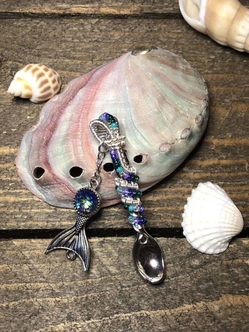 Mermaid Wire Wrapped Spoon Pendant Siren Necklace Rainbow | Etsy