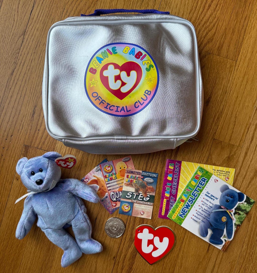 Vintage 90s Beanie Babies TY Membership Club Bag Purse Newsletter Coin ...